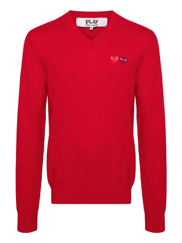 Play Comme Des Garcon Heart-patch Wool Jumper - Red