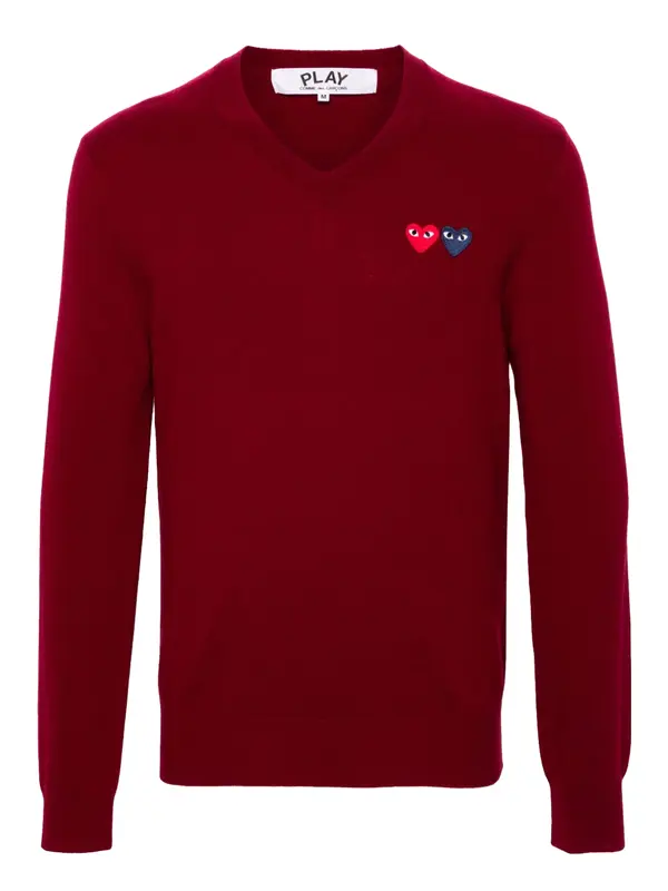 Play Comme Des Garcon Heart-patch Wool Jumper - Red