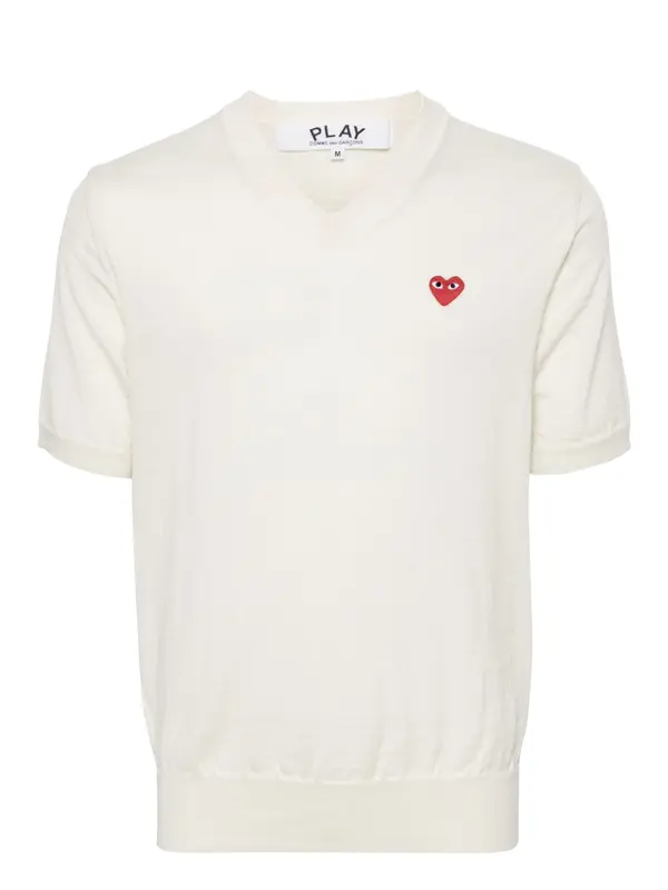Play Comme Des Garcon Heart-patch Jumper - White