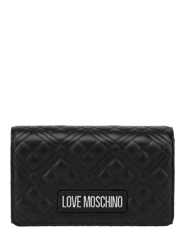 Moschino Logo-lettering Quilted Cross Body Bag - Black