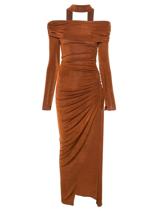 ATU BODY COUTURE Off-shoulder Maxi Dress - Brown