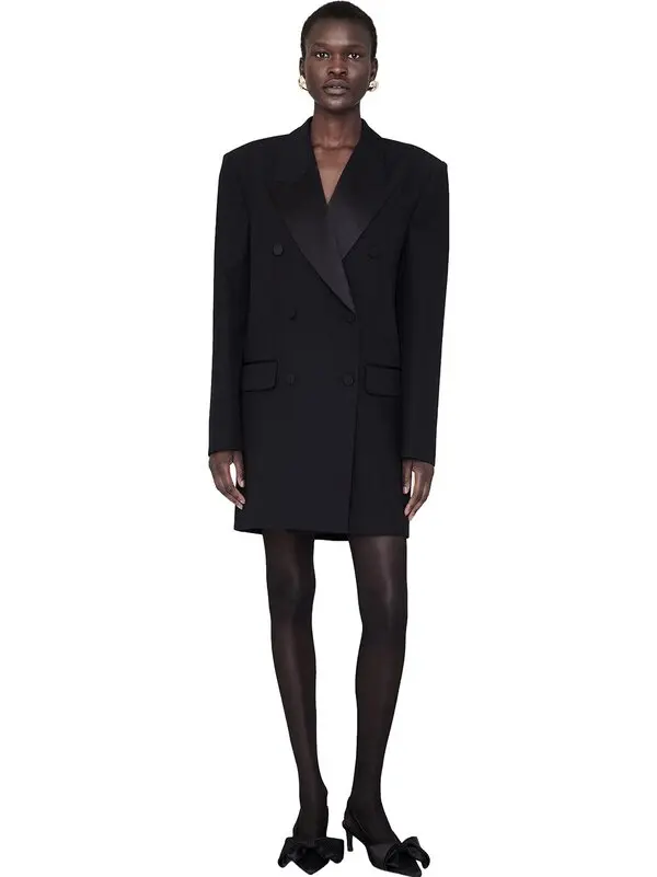 ANINE BING Ross Tuxedo Dress - Black