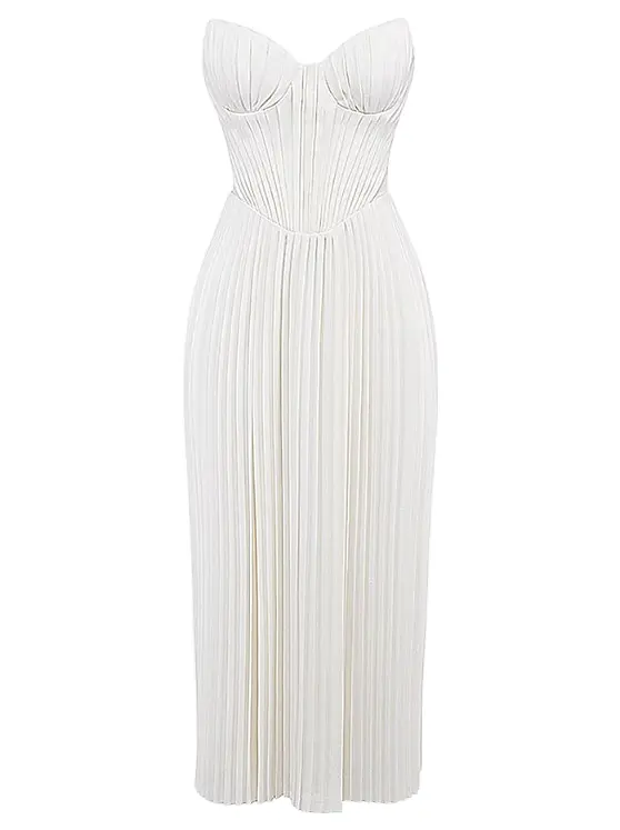 House Of Cb Amorata Pleated Woven Maxi Dress - Ivory