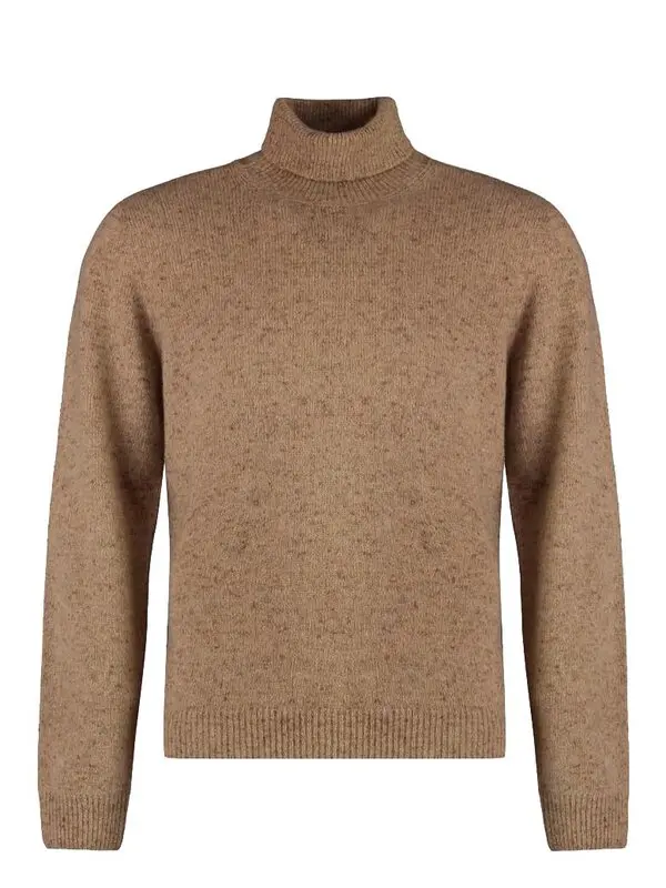 THE (ALPHABET) Cashmere Blend Turtleneck Sweater - Brown