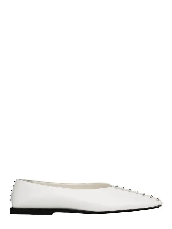 JIL SANDER Studded Leather Ballerina Flats - Optic White