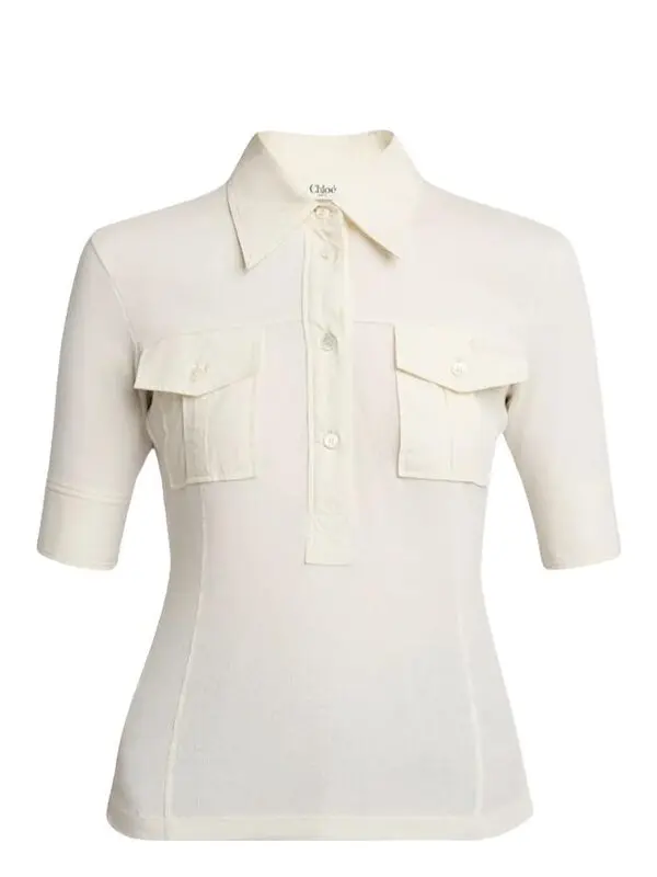 Chloé - Chloe Pockets Short-Sleeve Polo Top