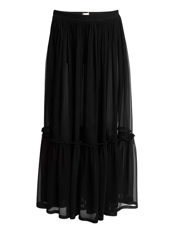 Saint Laurent Tiered Maxi Skirt - Nero