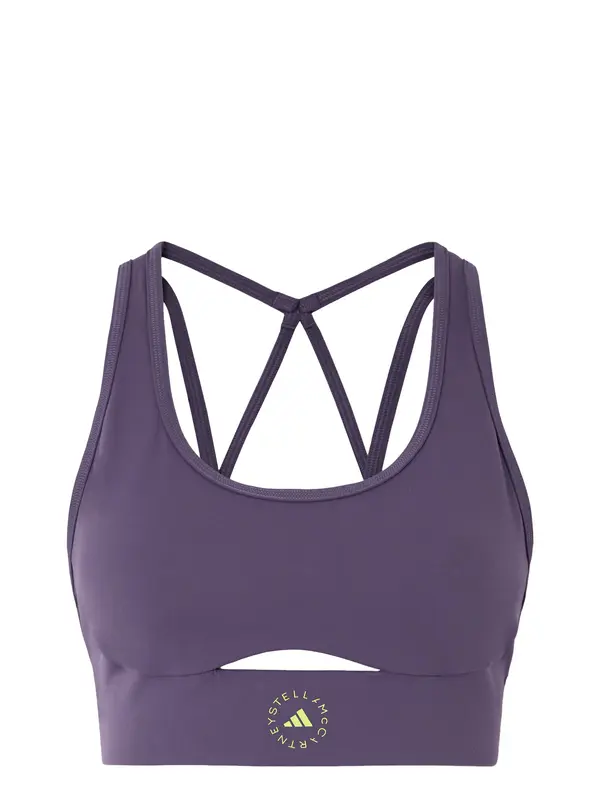 Adidas By Stella McCartney Truestrength Printed Stretch Recycled Sports Bra - Purple