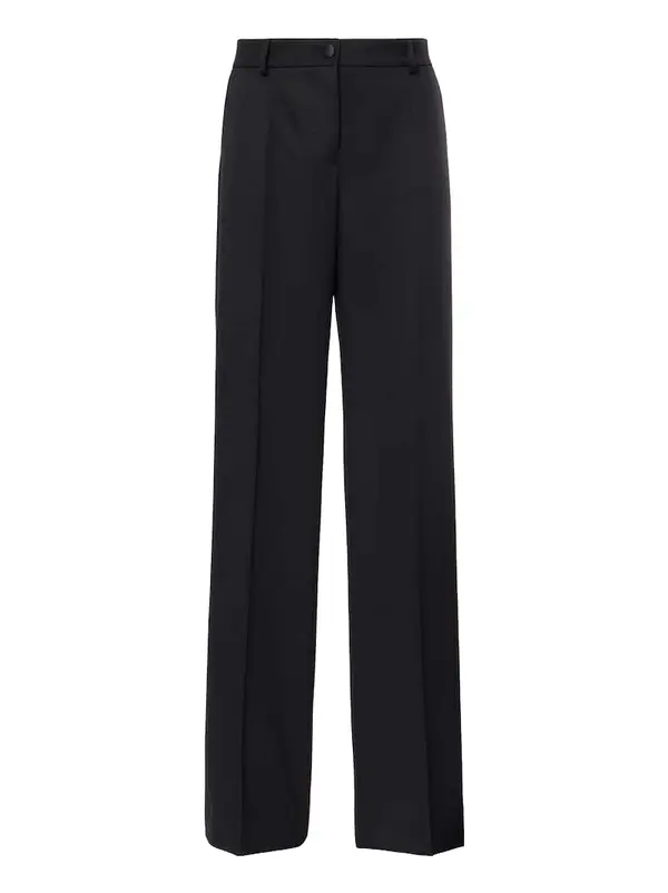 Dolce & Gabbana Wool And Silk Gabardine Wide-leg Pants - Black