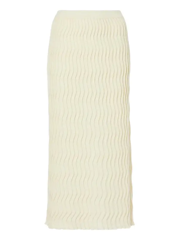 Bottega Veneta Wool Midi Skirt - Beige