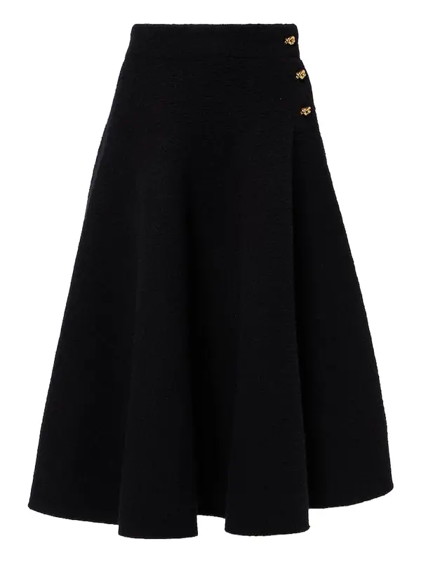 Bottega Veneta Wool Midi Skirt - Black
