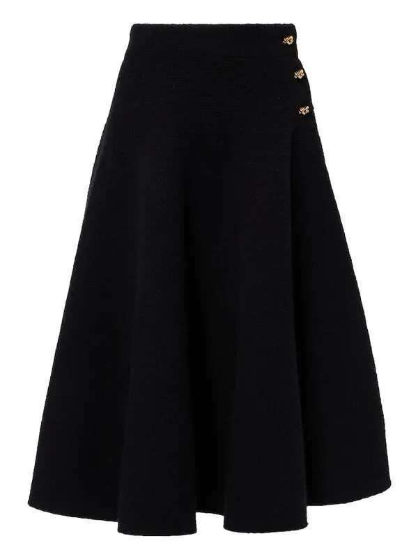 Bottega Veneta Wool Midi Skirt - Black