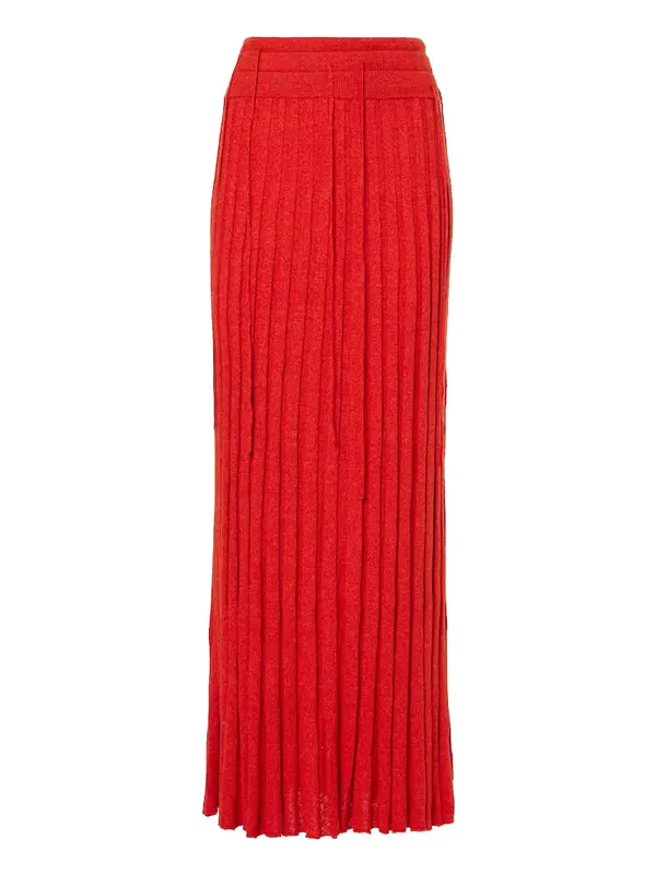 Christopher Esber Linen And Silk-blend Maxi Skirt - Red