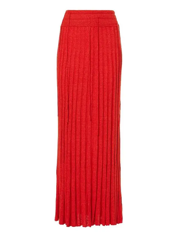Christopher Esber Pleated Maxi Skirt In Ecru - Red