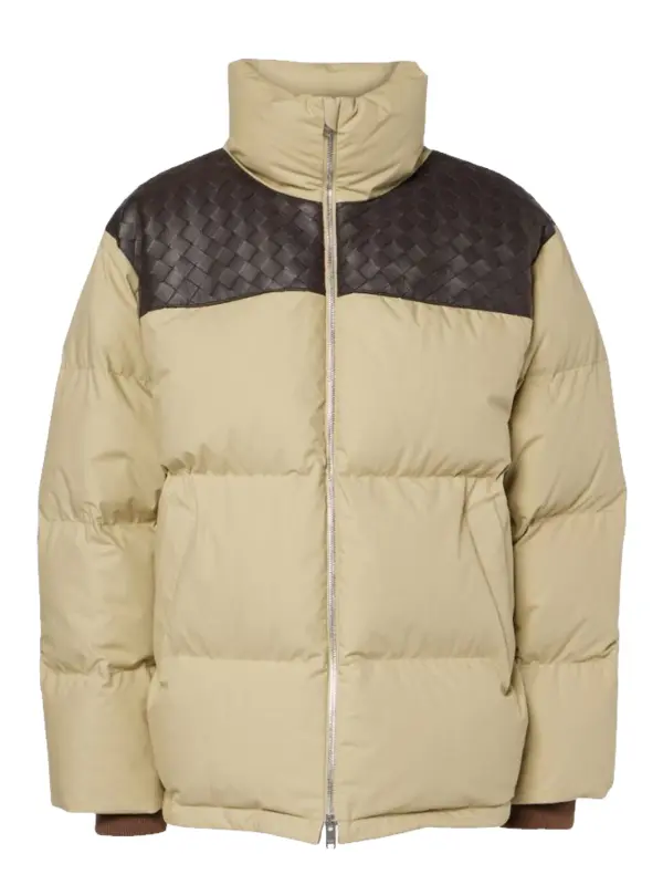 bottega veneta - Bottega Veneta Intrecciato Leather-Trimmed Down Jacket