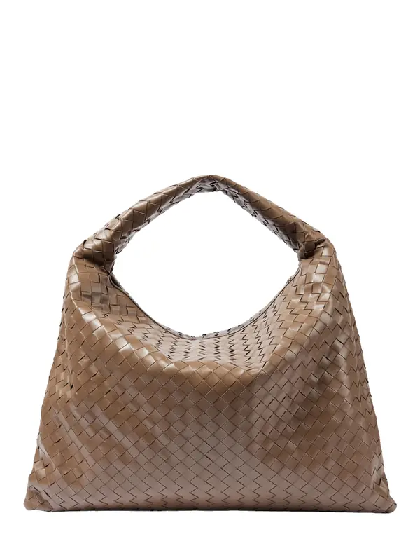 Bottega Veneta Hop Large Intrecciato Leather Shoulder Bag - Brown