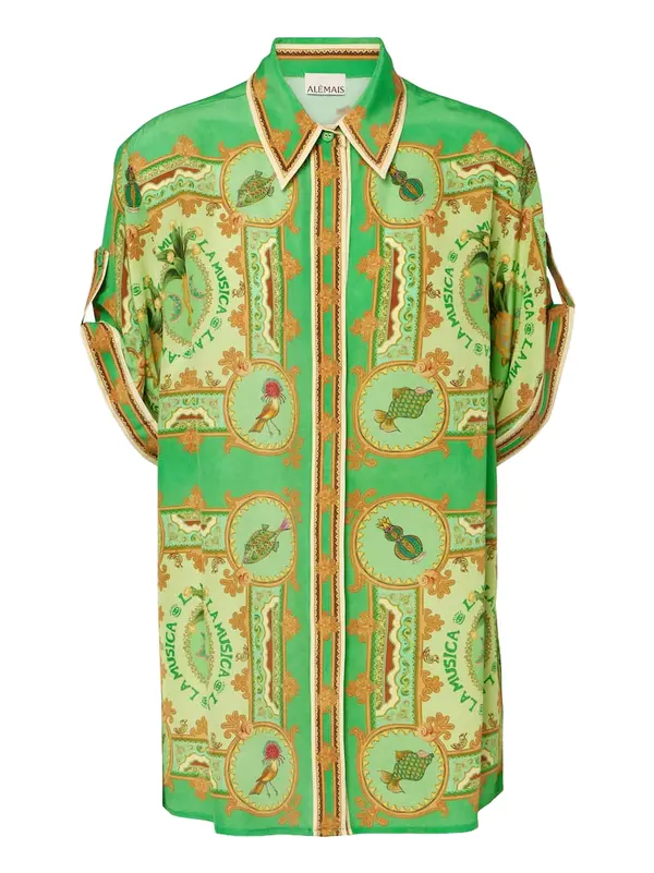 ALEMAIS Alémais La Musica Printed Silk Shirt - Green