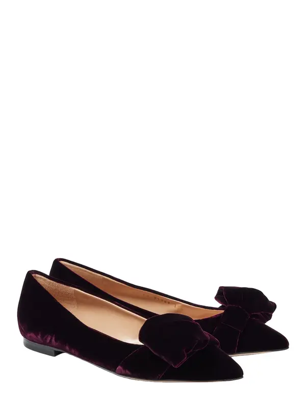 GIANVITO ROSSI Bow-detail Velvet Ballet Flats - Purple