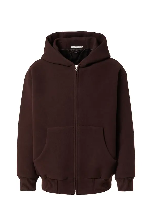 Auralee Oversized Wool Pile Hoodie - Brown