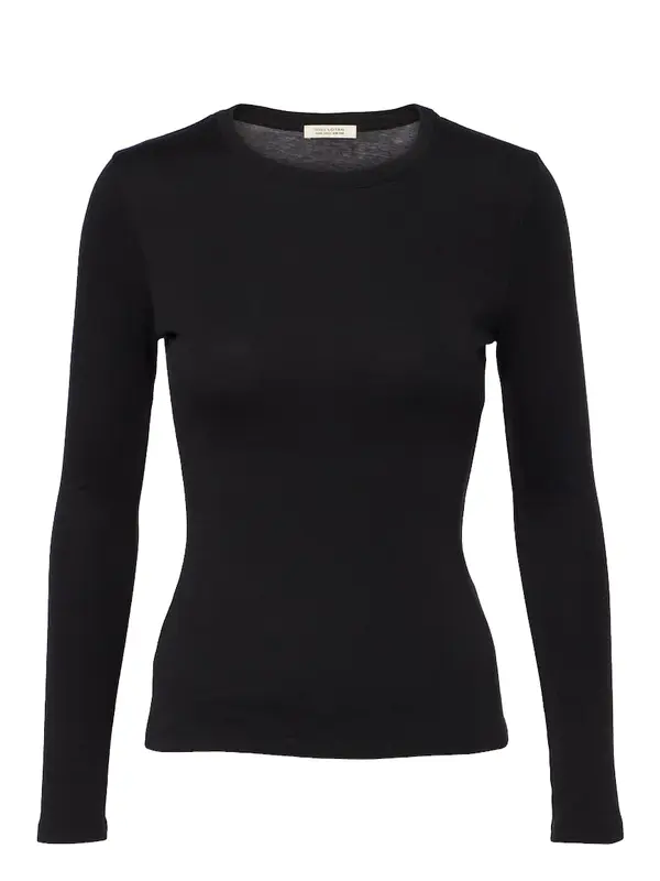 NILI LOTAN Emelie Cotton Jersey T-shirt - Black