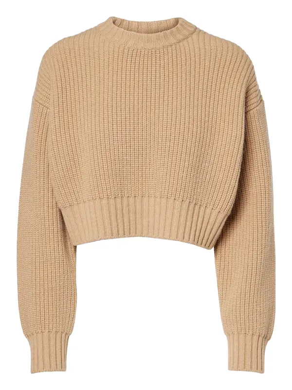 Bottega Veneta Cropped Wool Sweater - Beige