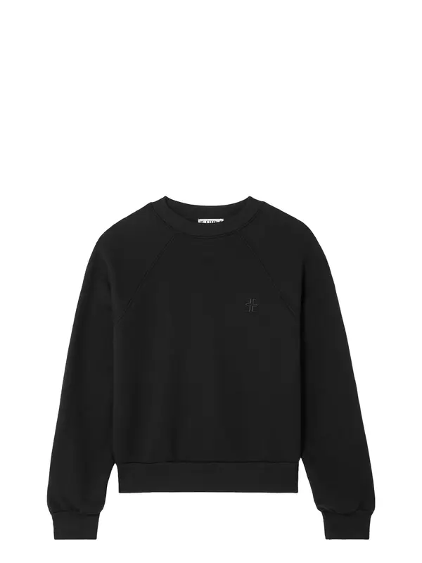 Eterne Embroidered Cotton And Modal-blend Jersey Sweatshirt - Black