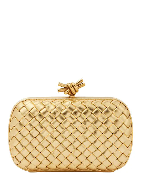 Bottega Veneta Knot Intreccio Clutch - Gold