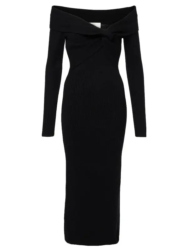 Roland Mouret Wool And Cashmere-blend Midi Dress - Black