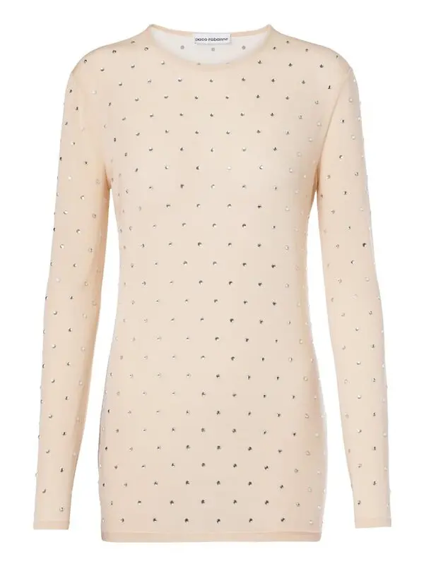 Rabanne Crystal-embellished Top - Beige