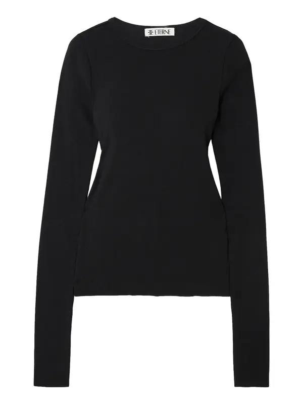 Eterne Ribbed Jersey Long-sleeve T-shirt - Black