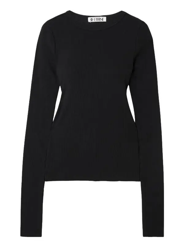 Eterne Ribbed Jersey Long-sleeve T-shirt - Black