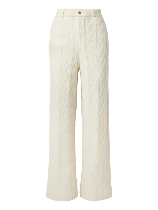 Guest In Residence Cable-knit Wool-cashmere Straight-leg Pants - Cream