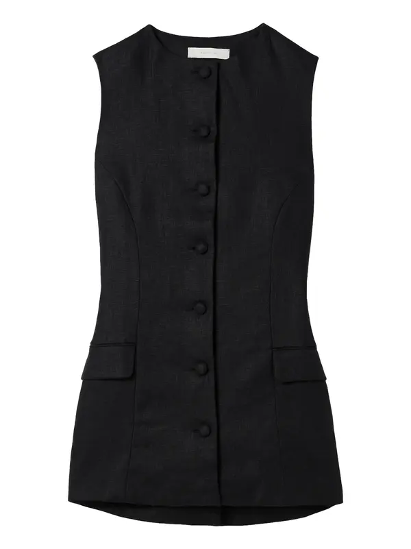 Faithfull The Brand Jane Linen Vest - Black