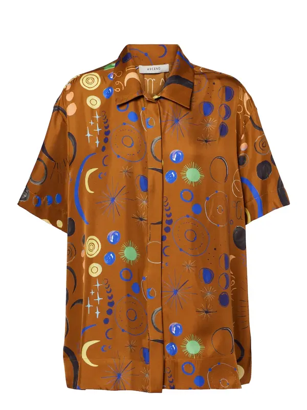 Asceno Montauk Printed Silk Twill Shirt - Brown