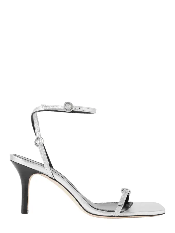 AeydĒ Hallie Metallic Leather Sandals - Silver