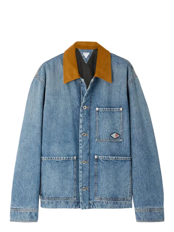 Bottega Veneta Appliquéd Suede-trimmed Denim Jacket - Blue