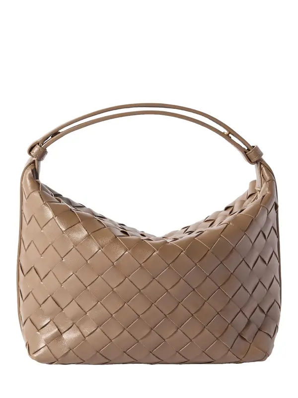 Bottega Veneta Wallace Mini Intrecciato Leather Shoulder Bag - Brown