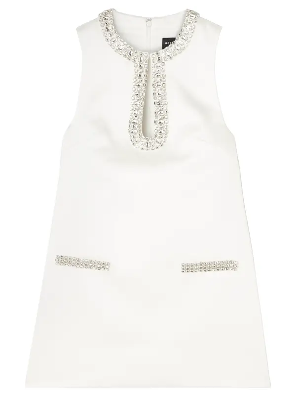 Retrofete Nelly Crystal-embellished Duchesse-satin Mini Dress - White