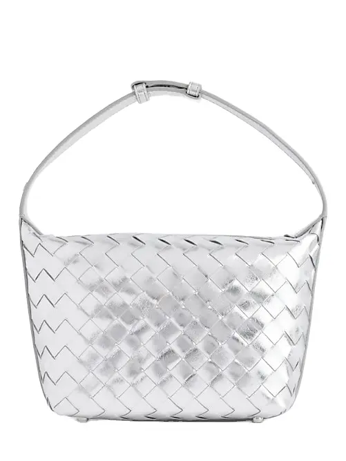Bottega Veneta Wallace Mini Leather Top-handle Bag - Silver-silver