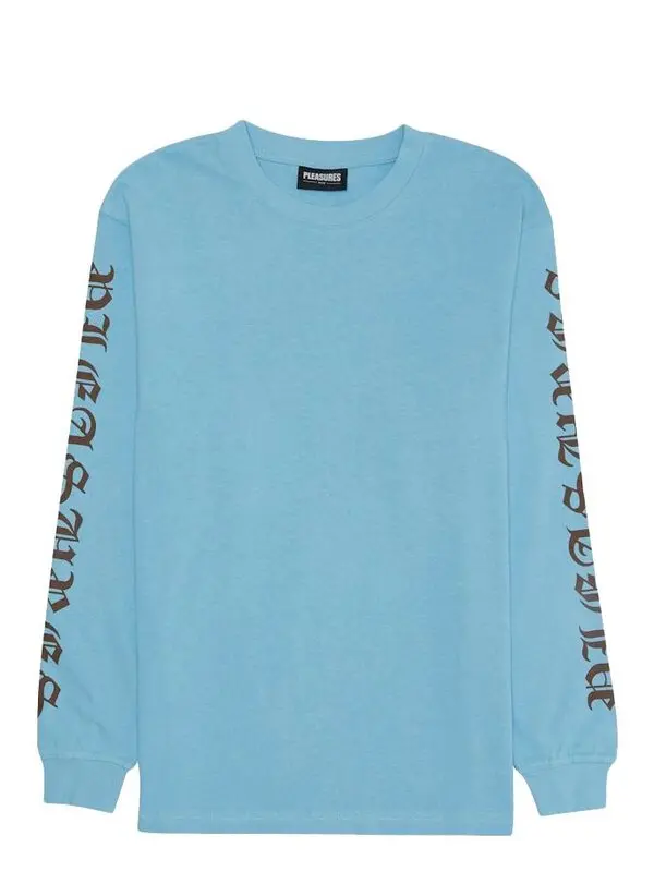 PLEASURES Old E Heavyweight Long Sleeve Shirt - Blue
