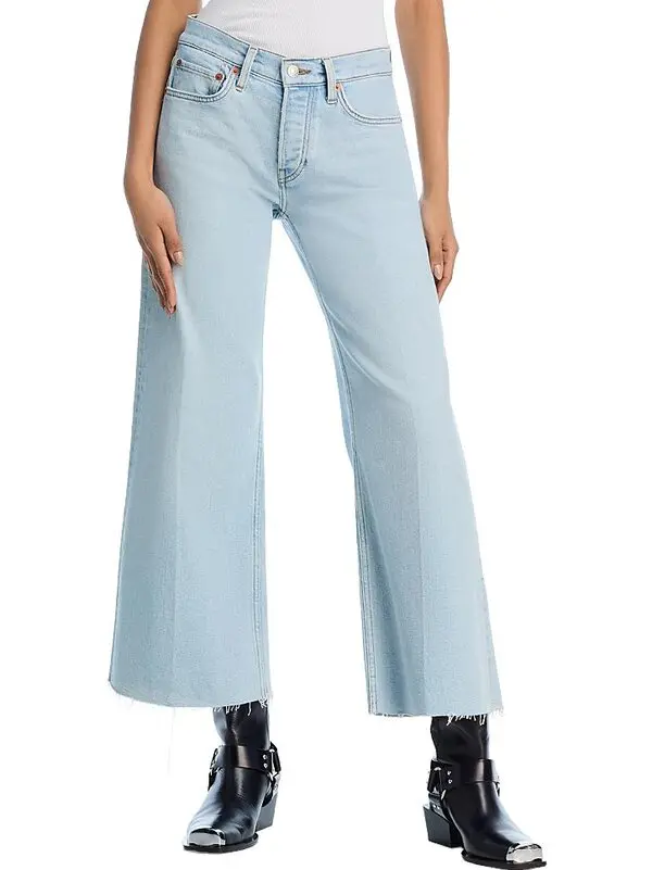 RE/DONE Mid-rise Wide Leg Ankle Jeans - Ola Indigo