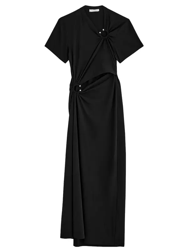 Rabanne Ring-embellished Stretch-cotton Midi Dress - Black
