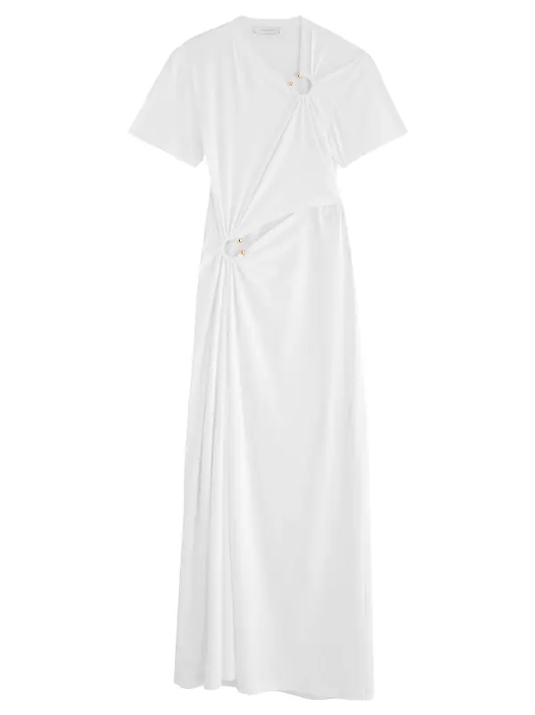 Rabanne Ring-embellished Stretch-cotton Midi Dress - White