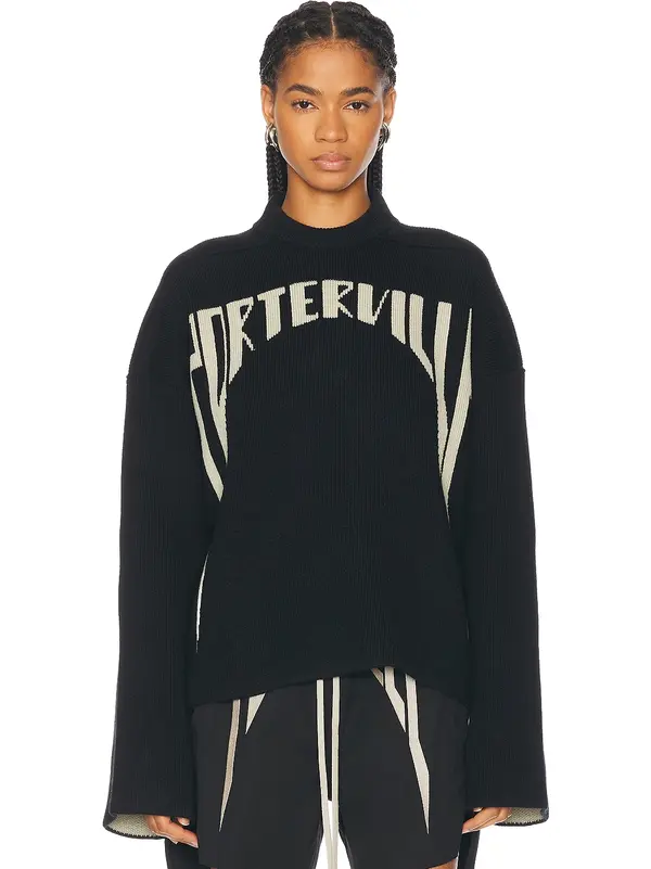 Rick Owens Jumbo Crewneck Sweater - Black & Pearl