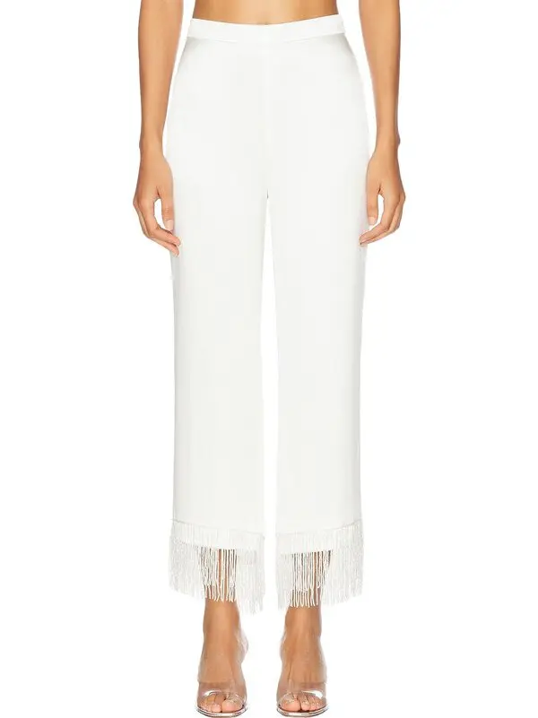 FLEUR DU MAL X Galia Lahav Beaded Fringe Silk Pant - Ivory