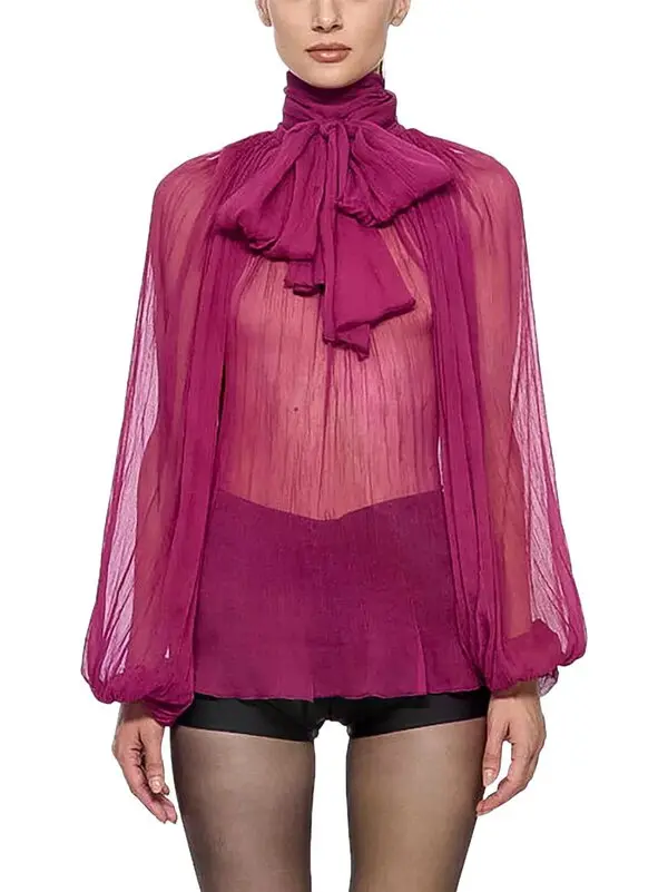 ATU BODY COUTURE Scarf-detail Silk Blouse - Pink