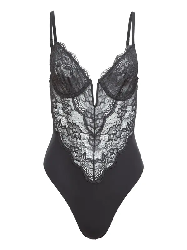 Fleur Du Mal Bianca Lace Bodysuit - Black