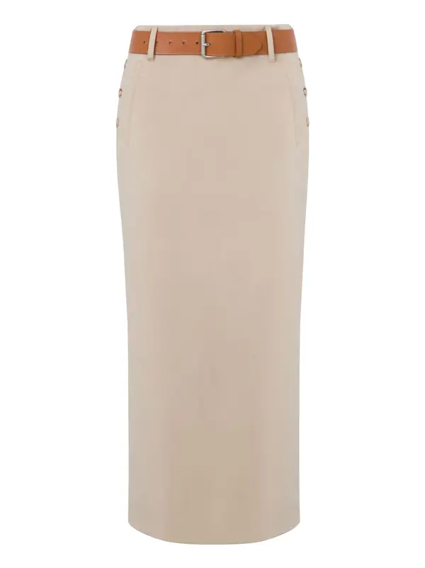 Moschino Belted Midi Skirt - Neutrals