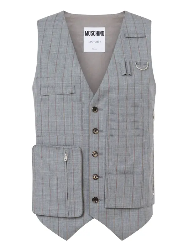 Moschino Striped Waistcoat - Grey