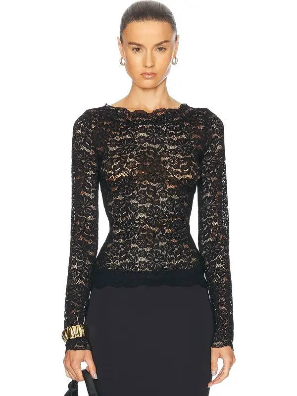 L'academie Marianna Hollis Lace Top - Black